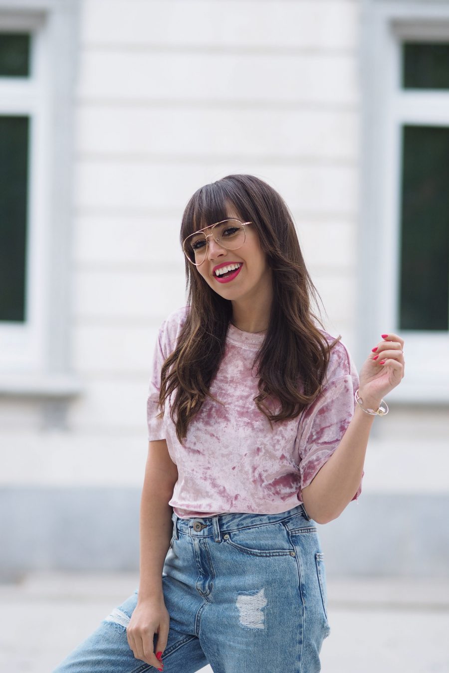 PINK VELVET TOP: SPRING OUTFIT